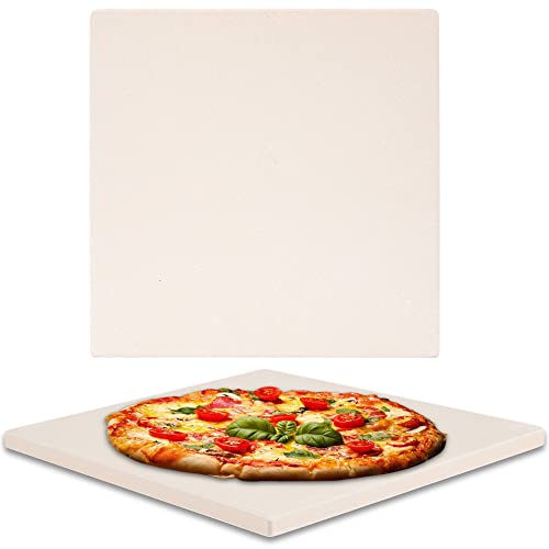 Waykea 12x12x0.6 Inch Pizza Stone Square Baking Stone | Premium Cordierite Pizza Grilling Stone for Grill Oven RV Oven | Bake Homemade Golden Crispy Crust Pizza