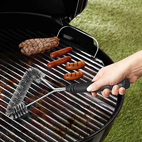 Grill Brush Set, BBQ Brush and Scraper, 12 Inch 3-Sided Barbecue Grill Brush, Two Set for All Grill Cleaning, Best Safe BBQ Cleaner Gift