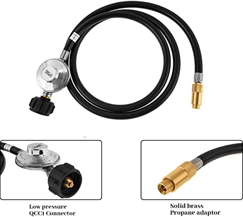 AJinTeby 6 Feet Propane Adapter Regulator and Hose for Blackstone 17 inch and 22 inch Table Top Griddle, QCC1 Low-Pressure Regulator Connect to Propane Tank