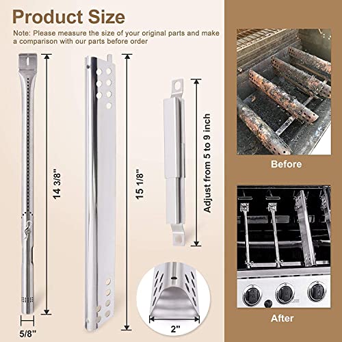 Criditpid Grill Replacement Parts for Charbroil 463344015, 463343015, 463433016, 463240015, 463432215 Gas Grill, Grill Burners, Heat Plate Shields, Crossover Tubes and Ignitors for Charbroil.