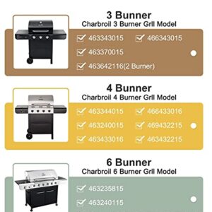 Criditpid Grill Replacement Parts for Charbroil 463344015, 463343015, 463433016, 463240015, 463432215 Gas Grill, Grill Burners, Heat Plate Shields, Crossover Tubes and Ignitors for Charbroil.