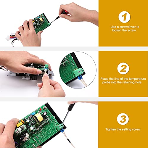 WADEO Digital Thermostat Controller Kit Replacement Part for Traeger Wood Pellet Grills, Thermostat Controller Board with RTD Temperature Probe Sensor and Hot Rod Ignitor