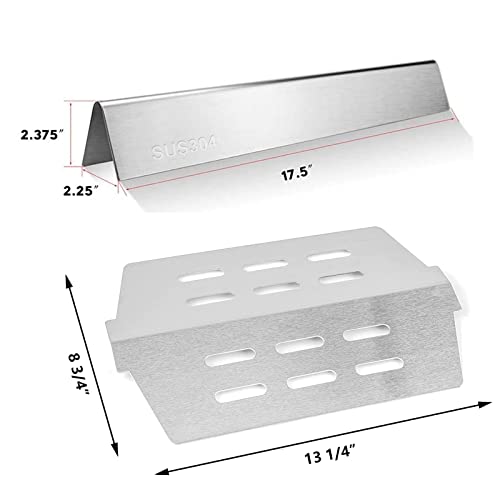 QuliMetal 304 Stainless Steel 17.5" Flavor Bars, Heat Deflector and Grill Burner for Weber Genesis 300 E310 E320 E330 S310 S330 (with Front Control Knobs)