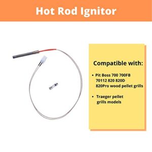 Hot Rod Ignitor Replacement for Pellet Grills - Fire Works Igniter Kit Compatible with Pit Boss 700 700FB 70112 820 820D 820Pro BBQ Grills, Camp Chef Wood Pellet Grills, Traeger Wood Pellet Grills