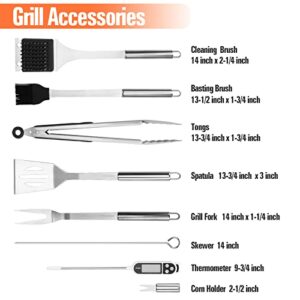 ValueMax 15 Pcs BBQ Grill Accessories, Grill Set, Grilling Gifts for Men, Barbecue Tools for Indoor & Outdoor Grill/Cooking, Camping