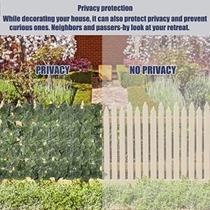 HACSYP Expandable Faux Privacy Fence Artificial Ivy Privacy Fence | Plastic Leaf Fence Panels Artificial Leaf Screen Hedge Privacy Fence Roll for Balcony Patio | Wall Landscaping Decor