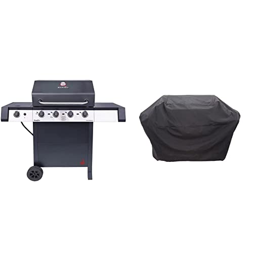 Char-Broil 463331422 Performance Amplifire 4-Burner Cart Style Liquid Propane Gas Grill Metallic Gray & 5+ Burner Extra Large Rip-Stop Grill Cover