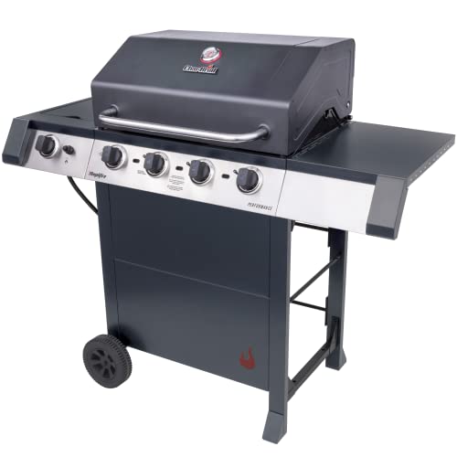 Char-Broil 463331422 Performance Amplifire 4-Burner Cart Style Liquid Propane Gas Grill Metallic Gray & 5+ Burner Extra Large Rip-Stop Grill Cover