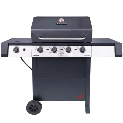 Char-Broil 463331422 Performance Amplifire 4-Burner Cart Style Liquid Propane Gas Grill Metallic Gray & 5+ Burner Extra Large Rip-Stop Grill Cover