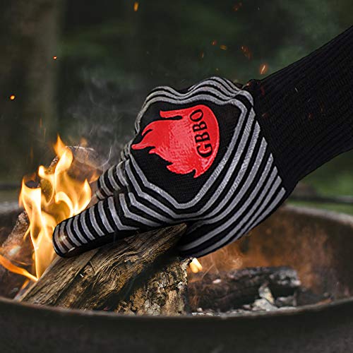 GBBO BBQ Gloves 1472°F Heat Resistant Oven Gloves, Food Grade Premium Non-Slip Silicone Oven Mitts Cooking Gloves for Home Kitchen, Grill Gloves for Barbecue, Cooking, Baking, Welding,Cutting