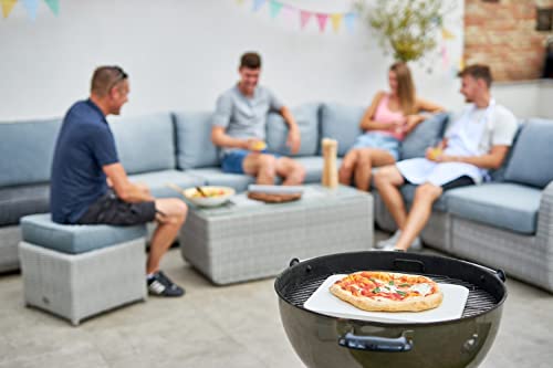 HANS GRILL PIZZA STONE | Rectangular Pizza Stone For Oven Baking & BBQ Grilling With Free Wooden Peel | Extra Large 15 x 12" Inch Durable Cordierite Cooking Stone.