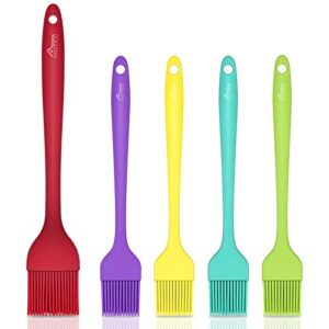 hotec silicone heat resistant marinading meat grill basting pastry brush for oil butter sauce sausages desserts turkey baster grill barbecue, multicolor