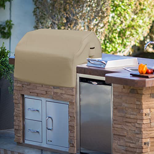 Covers & All Built-in Grill Cover Made of 12 Oz Waterproof Fabric with Air Pocket & Elastic for Snug Fit (32" W x 26" D x 24" H, Beige)