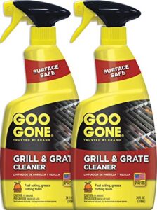 goo gone grill and grate cleaner spray (2 pack) cleans and degreases bbq cooking grates and racks, pellet and electric smokers- 24 ounce