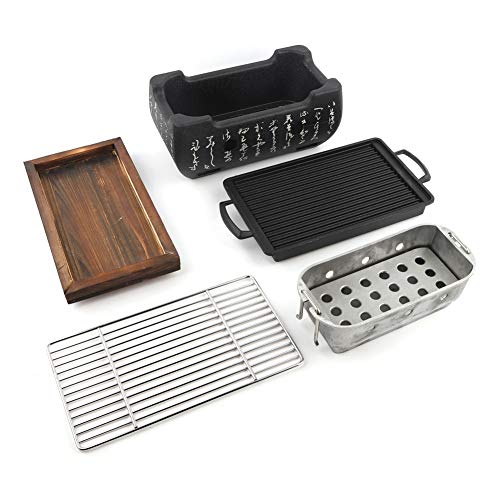 Natudeco Japanese Style BBQ Grill, Rectangular Furnace Japanese Cuisine Charcoal StoveJapanese Barbecue Alcohol Stove Table Top Grill Charcoal