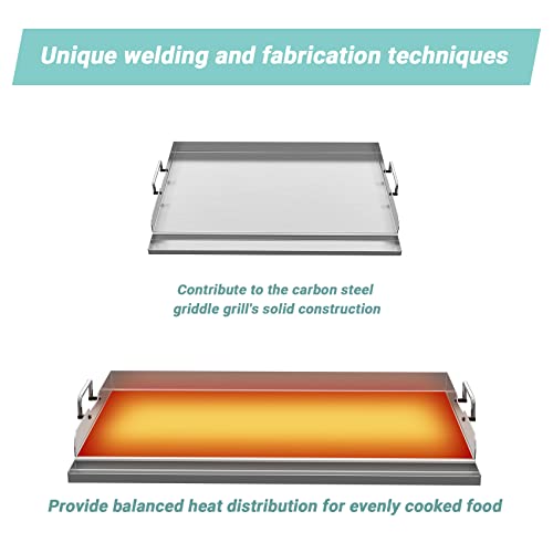 Skyflame Universal Stainless Steel Griddle Plate with Even Heating Bracing for BBQ Charcoal/Gas Grills, 23" x 16" Rectangular Hibachi Flat Top Griddle for Indoor/Outdoor Cooking