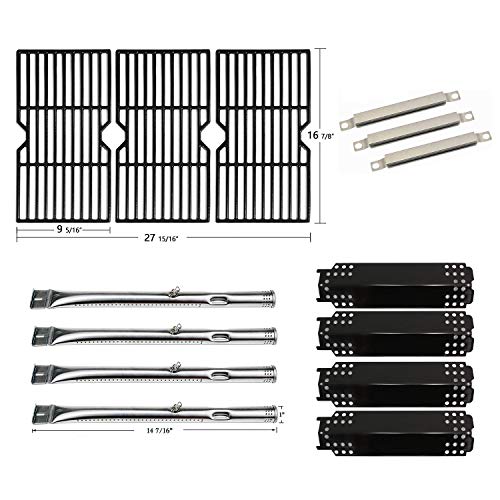 Hongso Grill Parts Kit for Charbroil 467300115, 463436215, 463436213, 463436214, G432-001N-W1, G432-Y700-W1, G432-0096-W1, Grill Burner Tube, Heat Plate Tent, Cooking Grate and Crossover Tube