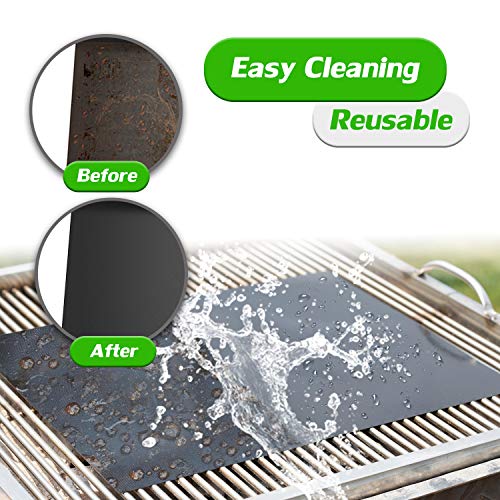 Renook Grill Mat Set of 6-100% Non-Stick BBQ Grill Mats, Heavy Duty, Reusable, and Easy to Clean - Works on Electric Grill Gas Charcoal BBQ - 15.75 x 13-Inch, Black