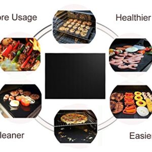 Renook Grill Mat Set of 6-100% Non-Stick BBQ Grill Mats, Heavy Duty, Reusable, and Easy to Clean - Works on Electric Grill Gas Charcoal BBQ - 15.75 x 13-Inch, Black