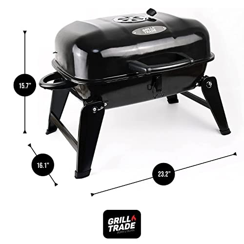 Grill Trade Portable Charcoal Grills - Mini Barbecue Grill - Small Tabletop Charcoal Grill for Outdoor Cooking, Grilling - Foldable Table Top BBQ Grill for Camping, Picnic etc.