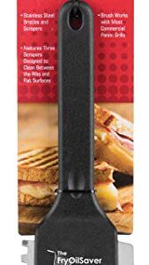 FryOilSaver Co. 90052 Panini Grill Brush - Commercial Electric Grill Stiff Bristle Brush - Stainless Steel Bristles with Hard Plastic Handle - 3 Different Scraper Heads - Heavy Duty Small Grill Brush