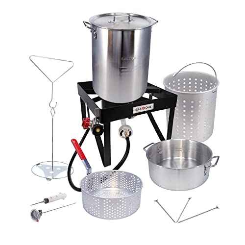 Gas One Turkey Fryer Propane Burner Complete Kit - Turkey Fry & Boil - With Propane Regulator and Hose