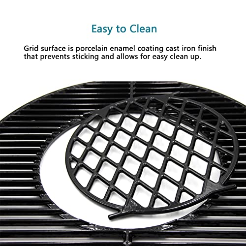 Hongso 8835 21.5 Inch Non-Stick Polished Porcelain Coated Grill Grates for Weber Original Kettle Premium 22 Inch Charcoal Grill, 22" Weber Performer Premium, Deluxe Charcoal Grill, 22'' Smokers