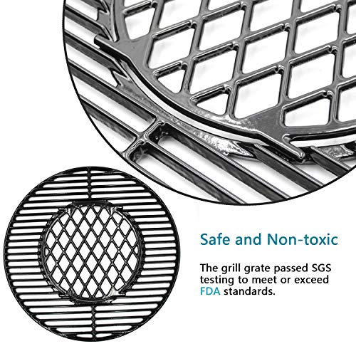 Hongso 8835 21.5 Inch Non-Stick Polished Porcelain Coated Grill Grates for Weber Original Kettle Premium 22 Inch Charcoal Grill, 22" Weber Performer Premium, Deluxe Charcoal Grill, 22'' Smokers