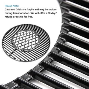 Hongso 8835 21.5 Inch Non-Stick Polished Porcelain Coated Grill Grates for Weber Original Kettle Premium 22 Inch Charcoal Grill, 22" Weber Performer Premium, Deluxe Charcoal Grill, 22'' Smokers