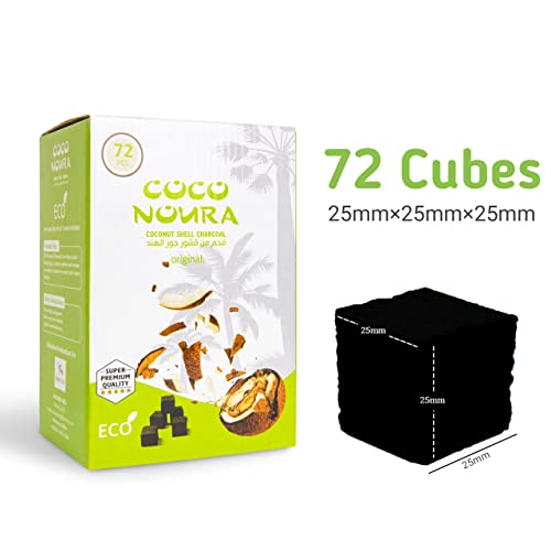 New! Bigger Cubes! 25x25x25-Coco Noura Coconut Shell charcoal-100% Natural charcoal-72pcs