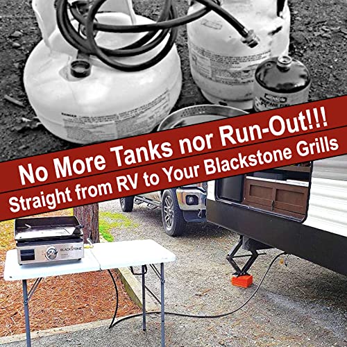 Improved Propane Quick Connect Hose, 12FT RV Propane Hose with Blackstone Propane Adapter, Quick Connect Propane Hose for Rv to Grill, Fit for Blackstone 22 Inch Griddle & 17” Blackstone Grill