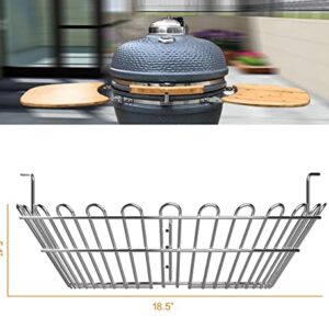 Stainless Steel Charcoal Ash Basket for Big Joe Kamado Grill, Charcoal Holder with Handles/Removable Divider Plate, Kamado Joe Grill Accessory