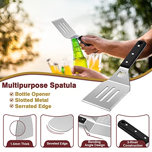 30Pcs Griddle Accessories Kit, Joyfair Flattop Grill Spatulas Set with Melting Dome for Outdoor Camping BBQ, Include Stainless Steel Turner/Scraper/Meat Tenderizer/Carry Bag, Dishwasher Safe