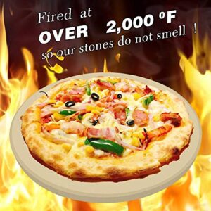 VIKEYHOME Round Pizza Stone, Heavy Duty Cordierite Pizza Grilling Stone, Baking Stone, Pizza Pan, Perfect for Oven, BBQ and Grill, Thermal Shock Resistant, Durable and Safe, 12 Inch Round, 4.6Lbs