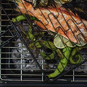 Charcoal Companion CC3150 Flexi Non-Stick Basket with Folding Handle for Easier Storage, Perfect for Grilling Fish, Steaks & More