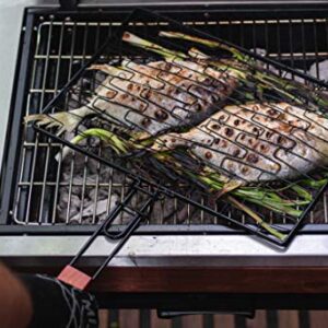 Charcoal Companion CC3150 Flexi Non-Stick Basket with Folding Handle for Easier Storage, Perfect for Grilling Fish, Steaks & More