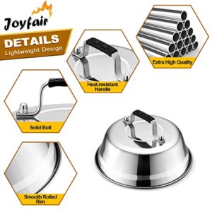 Joyfair Cheese Melting Dome Set, 9 inch Round Metal Basting Covers, Griddle Accessories for Outdoor BBQ for Grilling Steak/Steaming Vegetable, Heavy Duty Lid & Heat Proof Handle(2 Packs)