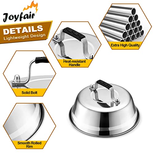 Joyfair Cheese Melting Dome Set, 9 inch Round Metal Basting Covers, Griddle Accessories for Outdoor BBQ for Grilling Steak/Steaming Vegetable, Heavy Duty Lid & Heat Proof Handle(2 Packs)