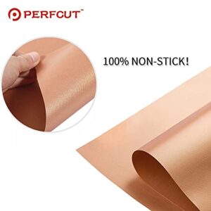 PERFCUT Copper Grill Mat 100% Non-Stick BBQ Grill & Baking Mats,Heavy Duty,Reusable and Easy to Clean for Electric Grill Gas Charcoal BBQ-15.75 x 13 Inch Set of 3-Golden