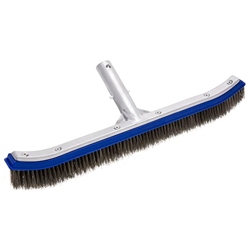 Fimimo Heavy Duty Pool Brush, Swimming Pool Cleaning Brush with Stainless Steel bristles & EZ Clips for Swimming Wall, Tile, Floors, Concrete Wall to Fit Most Poles