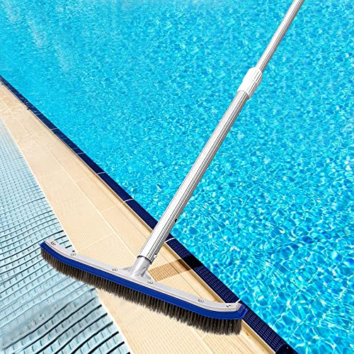 Fimimo Heavy Duty Pool Brush, Swimming Pool Cleaning Brush with Stainless Steel bristles & EZ Clips for Swimming Wall, Tile, Floors, Concrete Wall to Fit Most Poles