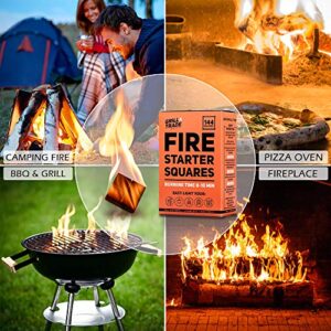 Grill Trade Fire Starter Squares 144, Easy Burn Your BBQ Grill, Camping Fire, Wood Stove, Smoker Pellets, Lump Charcoal, Fireplace - Fire Cubes are The Best Barbeque Accessories - 100% All Natural