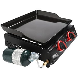 Royal Gourmet PD1203A 2 Burner Portable Griddle 18inch Tabletop Gas Grill Tailgate, Black