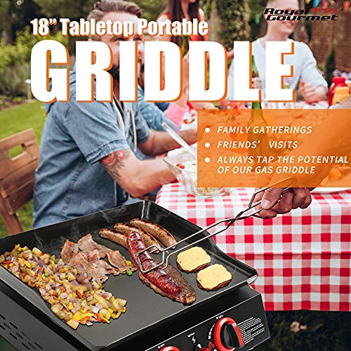 Royal Gourmet PD1203A 2 Burner Portable Griddle 18inch Tabletop Gas Grill Tailgate, Black