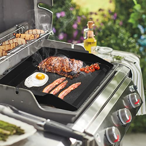 Onlyfire Chef Universal Porcelain-enameled Cast Iron Cooking Griddle, Non-Stick Grill Plate with extra high sidewalls for All Gas Grills and 4 Burner Range Oven