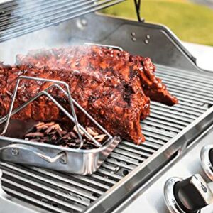 KAMaster Turkey Rack for Big Green Egg Rib Rack Stainless Steel for Smoking and Grilling Dual Purpose V Shaped Turkey Roasting Rack for Large BGE,Kamado Grill Joe,Primo,Vision and Other 18in Grill