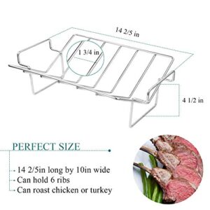 KAMaster Turkey Rack for Big Green Egg Rib Rack Stainless Steel for Smoking and Grilling Dual Purpose V Shaped Turkey Roasting Rack for Large BGE,Kamado Grill Joe,Primo,Vision and Other 18in Grill