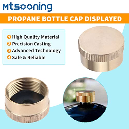 Mtsooning 2PCS Refill Propane Bottle Caps, 1LB Universal Solid Brass Gas Tank Cylinder Sealed Protect Cap for All Outdoor Camping Stove Cooking