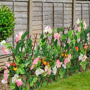 Retractable Artificial Wooden Fence with Flowers Privacy Fence