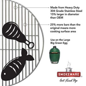 SMOKEWARE Stainless Steel Grill Grate – Compatible with Large Big Green Egg, Heavy Duty Gauge, 18 inches